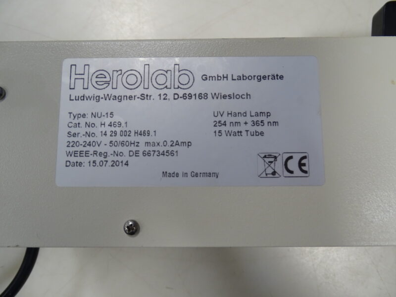 Lampe UV Marque HEROLAB (2601012) | Matco France